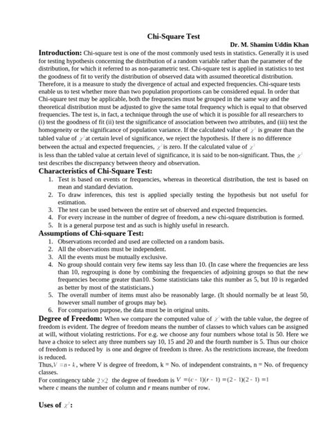 Chi Square Test Pdf Chi Squared Test Statistical Significance