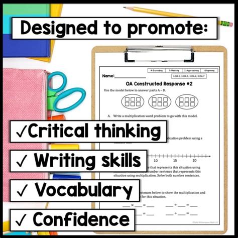Performance Tasks 3rd Grade Math Pre Assessment Constructed Response Math Tasks