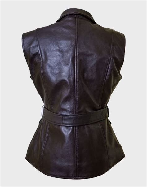 Stylish Waist Belted Leather Vest