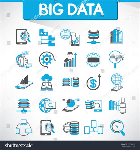 Big Data Icons Set Web Analytics Stock Vector Royalty Free 193505990