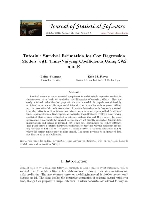 Pdf Tutorial Survival Estimation For Cox Regression Models With Time