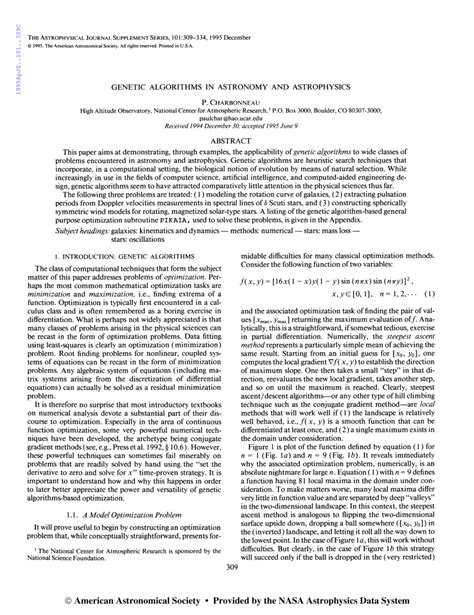 Pdf Genetic Algorithms In Astronomy And Astrophysics
