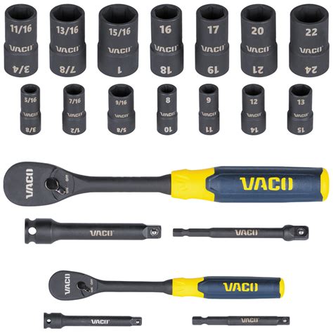 2 In 1 Flip Socket Combo Set 1 4 3 8 Inch Drives Ratchet 20 Piece Vaco