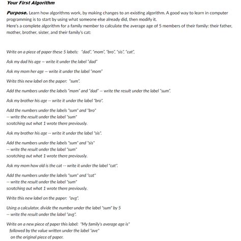 Solved Your First Algorithm Purpose Learn How Algorithms