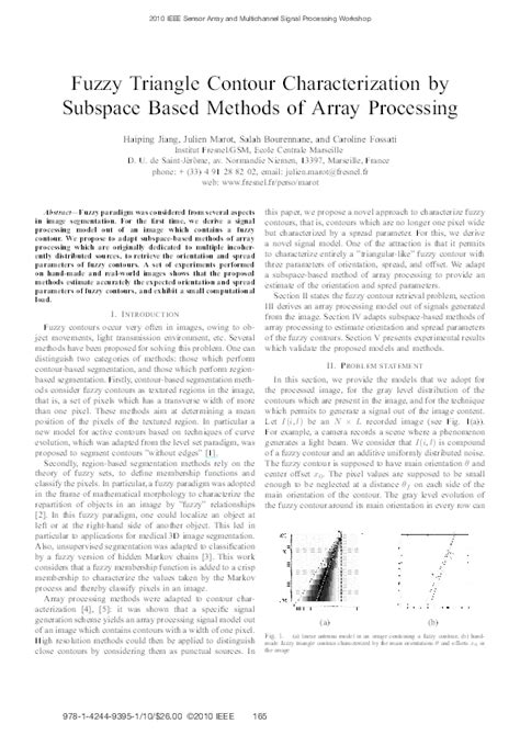 pdf fuzzy triangle contour characterization by subspace based methods