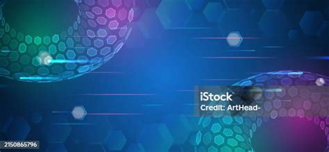 추상적인 육각형과 역동적인 선 미래 지향적인 개념 데이터 전송 및 보호 파란색 배경의 인터넷 통신 높은 컴퓨터 기술 디자인 현대 과학 벡터 프리젠 테이션 0명에 대한 스톡