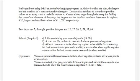 Solved Write And Test Using DS5 An Assembly Language Chegg
