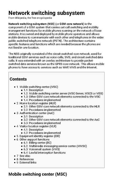 Network Switching Subsystem It Is Owned And Deployed By Mobile Phone Operators And Allows