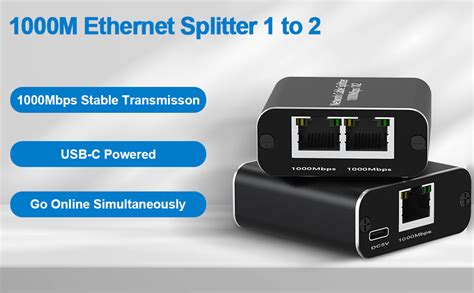 Gigabit Ethernet Splitter 1 To 2 High Speed 1000mbps Network Lan Splitter With Usb