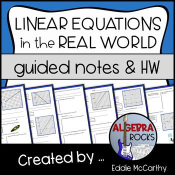 Linear Equations Word Problems And Applications Guided Notes TPT