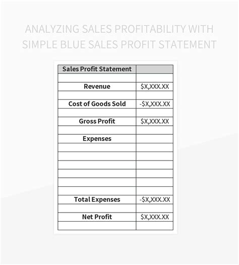 Analyzing Sales Profitability With Simple Blue Sales Profit Statement Excel Template And Google