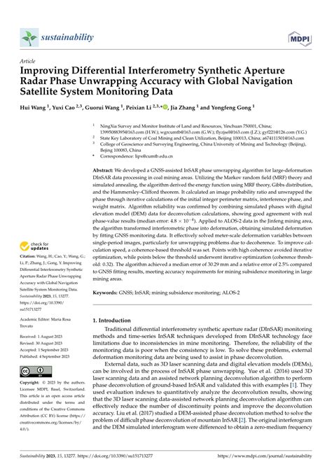 Pdf Improving Differential Interferometry Synthetic Aperture Radar