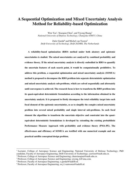 Pdf Sequential Optimization And Mixed Uncertainty Analysis Method For