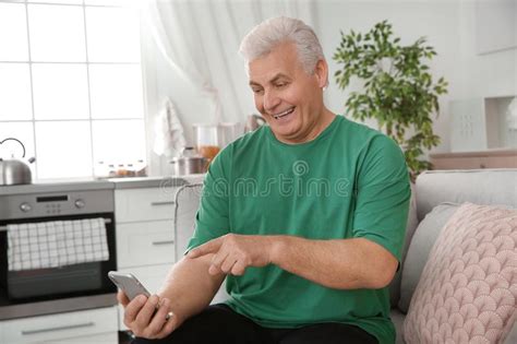 Laughing Old Man Using Laptop Stock Image Image Of Contemporary Good 30317501