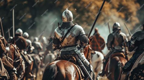 Premium Photo Armored Knights Charging On Medieval Battlefield