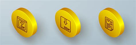 아이소메트릭 라인 설정 온라인 앱 배송 추적 판지 골판지 상자 및 운송장 아이콘 벡터 3차원 형태에 대한 스톡 벡터 아트 및 기타 이미지 3차원 형태 감시 교통