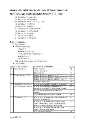 S Chemistry Elements Of Construct In Lower Secondary Curriculum Studocu