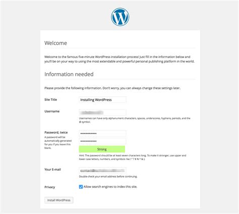 how to install wordpress the famous wordpress 5 minute install