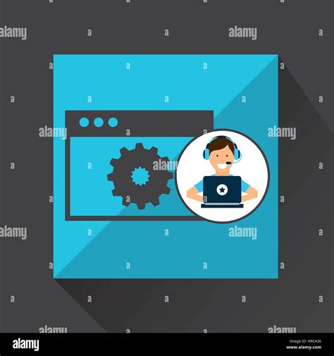 character headset laptop programming web page tool vector illustration eps 10 stock vector image