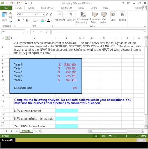 Provide Excel Formula Please Calculating Npv And Irr Excel File Home