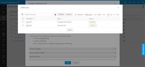 Password Action Notification