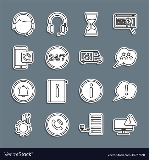 Set Line Monitor With Exclamation Mark Speech Vector Image