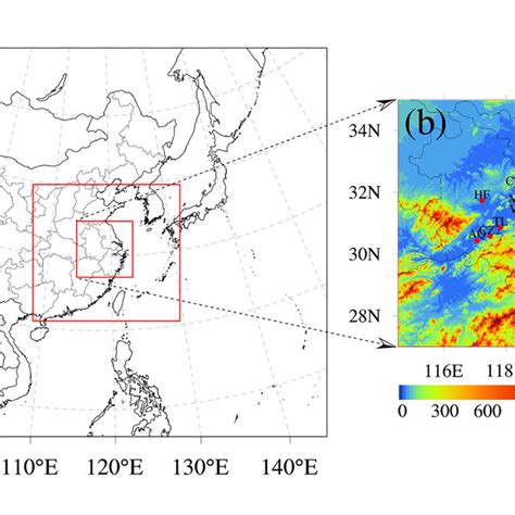 The Three Nested Modeling Domains A In Wrf And The Locations Of 26 Download Scientific