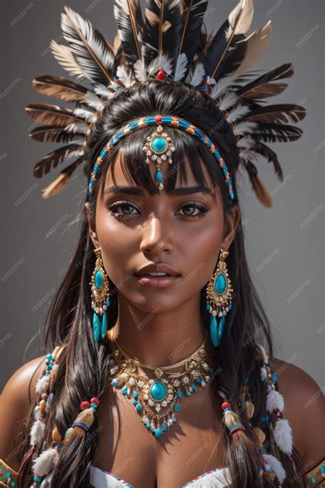 Premium Ai Image Stunning Native American Woman In National Costume