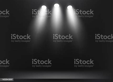 밝은 프로젝터가있는 어두운 조명 스튜디오 3d 벡터 일러스트 레이 션 벽에 대한 스톡 벡터 아트 및 기타 이미지 벽 어두운 색 조명 장식 Istock