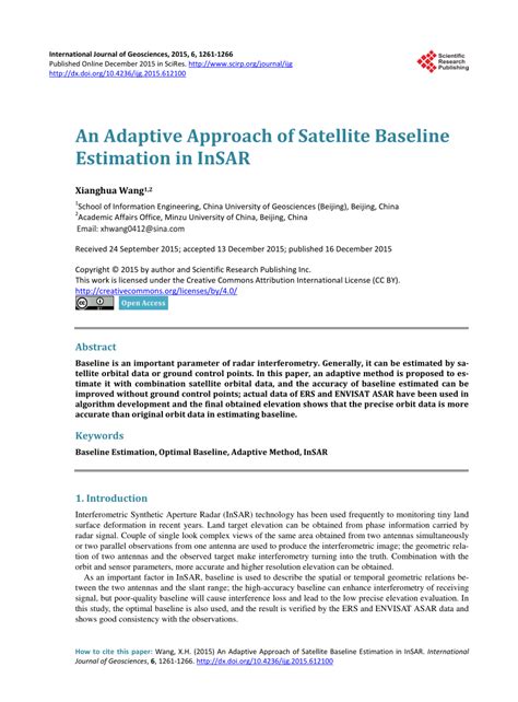 Pdf An Adaptive Approach Of Satellite Baseline Estimation In Insar