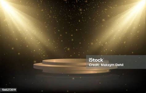 3d 연단과 사실적인 스포트라이트가 있는 스튜디오 배경 경쟁에 대한 스톡 벡터 아트 및 기타 이미지 경쟁 곡선 공란 Istock