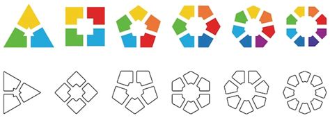 Premium Vector Polygons Divided Into Equal Parts Empty Space In Middle Version With Three To