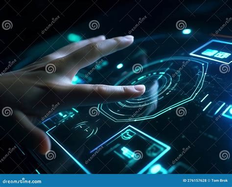 Finger Touching Virtual Screen Interface Stock Illustration Illustration Of Glass