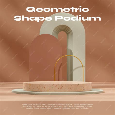 Квадратная планировка зелено коричневой формы и арки 3d изображение визуализирует пустое