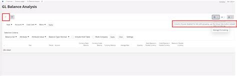 What Is The Reason To Remove Columns Chooser In Gl Balance Analysis Ifs Community