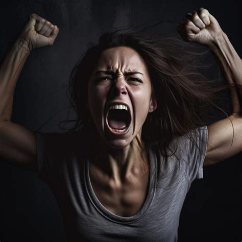 Premium Ai Image Yung Giral Face Close Up Woman Screaming With Terror