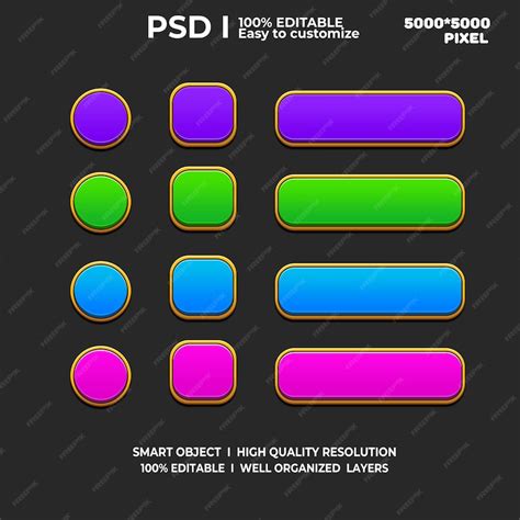 Premium Psd Set Of Game Ui Game Ui Set Game Ui Button Game Button Game Ui Psd Game Ui Template