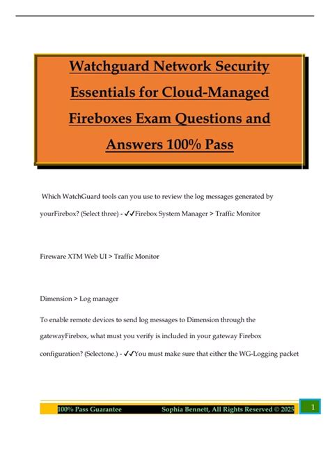 watchguard network security essentials for cloud managed fireboxes exam