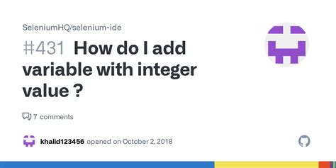how do i add variable with integer value · issue 431 · seleniumhq selenium ide · github