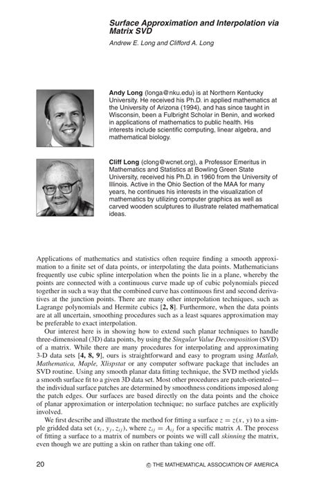 Pdf Surface Approximation And Interpolation Via Matrix Svd