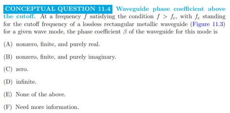Conceptual Question 11 4 Waveguide Phase Coefficient Above The Cutoff