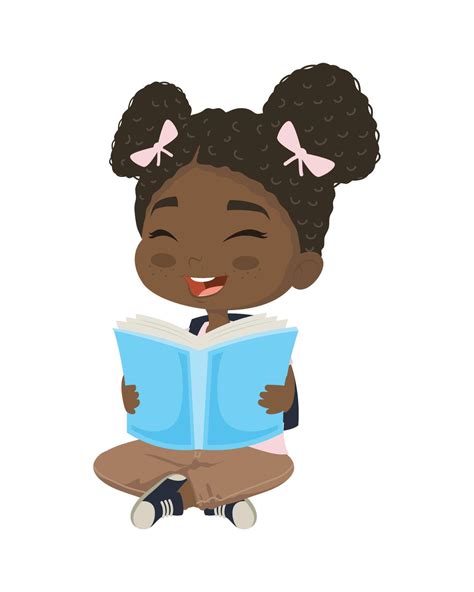 Cute Girl Reading A Book 10850552 Vector Art At Vecteezy