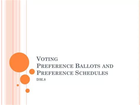 Ppt Voting Preference Ballots And Preference Schedules Powerpoint