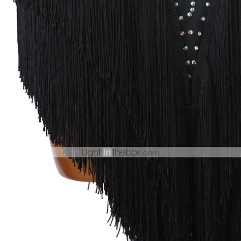 Dance Salsa Latin Dance Dress Fringed Tassel Split Joint Crystals