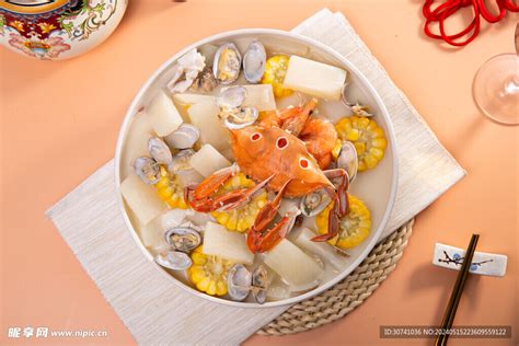 海鲜锅俯拍摄影图 传统美食 餐饮美食 摄影图库 昵图网