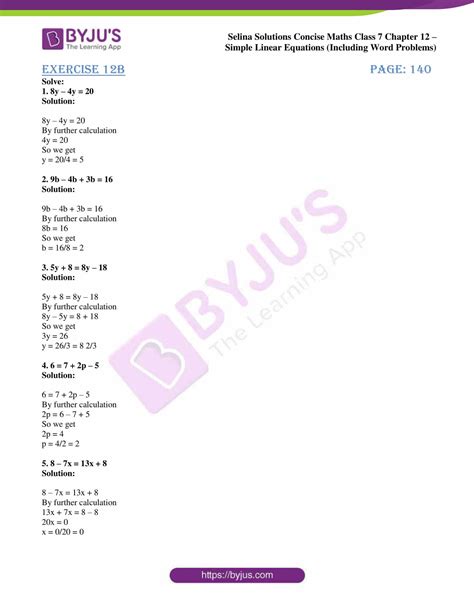 Selina Solutions Concise Maths Class 7 Chapter 12 Simple Linear
