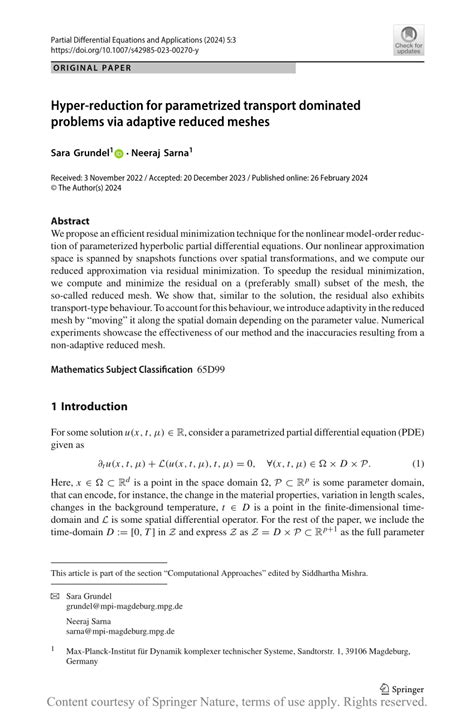 pdf hyper reduction for parametrized transport dominated problems via