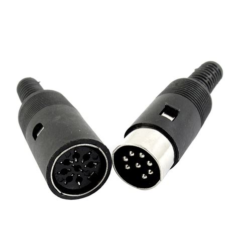 Buy Black Din 8 Pin Male Plug Female Socket Audio Cable Connector Pair