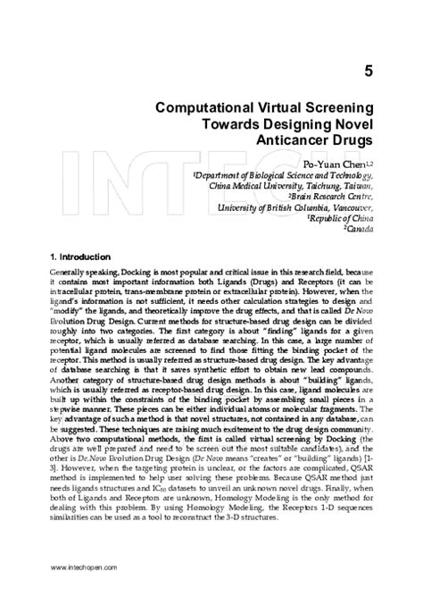 Pdf Computational Virtual Screening Towards Designing Novel