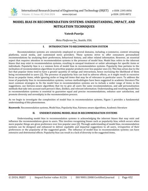 Pdf Model Bias In Recommendation Systems Understanding Impact And